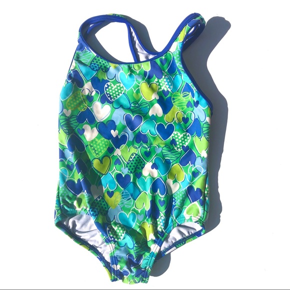 Speedo | Swim | Speedo Size 6 Swimsuit W Green And Blue Hearts | Poshmark